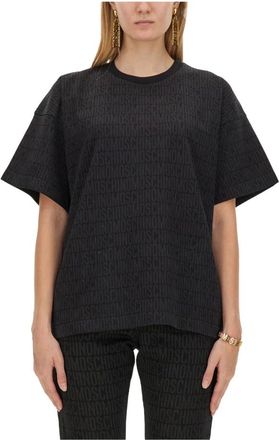 Moschino Femme, Tops, Noir, Taille: 38 FR Logo T-shirt