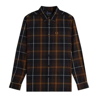 Fred Perry Hemd aus reiner Baumwolle im Twill-Gewebe mit dezentem Schottenkaro - - Shirts - Herren - Mehrfarbig - M