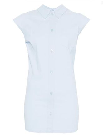 Issey Miyake blouse boutonn&eacute;e &agrave; manches courtes - Bleu
