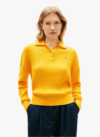 Tommy Hilfiger Polo d&eacute;contract&eacute; en maille torsad&eacute;e en coton