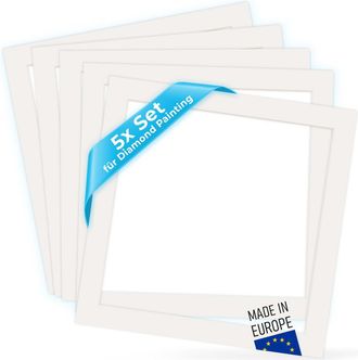 Photolini Passepartout 30x30 aussen für 25x25 Diamond Painting Motive, 5X Passepartout Karton Creme-Weiß, für Diamond Painting Rahmen 30x30, speziell für Diamon