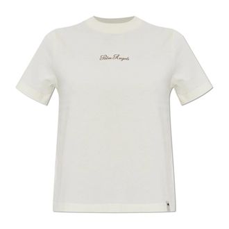 Palm Angels Logo T-Shirt - - Tops - Damen - Beige - L