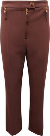 Elisabetta Franchi Femme, Pantalons, Brun, Taille: 46 FR Double Crepe Pantalons