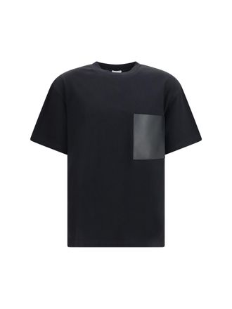 Bottega Veneta Pima Cotton with Leather Pocket T-Shirt - Black