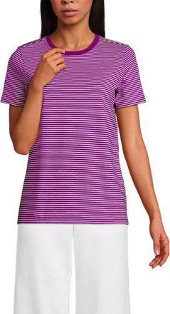 Lands End Supima Kurzarm-Shirt mit rundem Ausschnitt, Damen, Größe:48-50 regular, Pink, Baumwolle, by Lands End