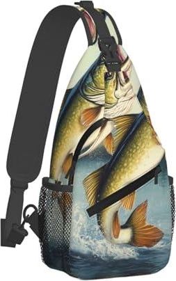 Generic Multifonction Sacoche Tactique Peinture de deux bars sautant hors de leau Sacs &agrave; Bandouli&egrave;re Casual Sling Sac &agrave; Dos pour Homme Femme Randonn&eacute;e