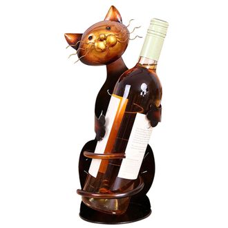 Generic Katzen-Weinregal - dekorative Flaschenhalter-Figur aus Eisen, 325 g schwerer Tischst&auml;nder, handgefertigter Sammler-Dekorationshalter, K&uuml;chen-Barschran