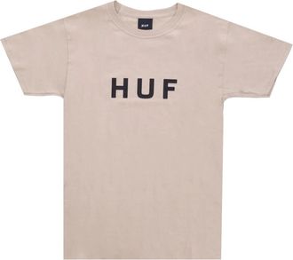 HUF Logo Tee Sand Herren T-Shirt - - Tops - Herren - Beige - XL