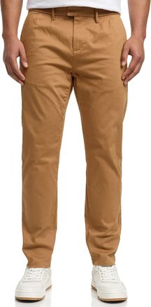 Indicode Herren Ignazo Stretch Chinohose aus Baumwolle | Herrenhose Chino Stoffhose Camel, 30/32