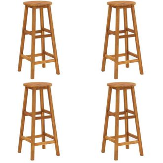vidaXL Vidaxl - Lot de 4 tabourets de bar en bois dacacia massif - Hauteur 76 cm - Finition &agrave; lhuile - Confort avec repose-pieds