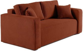 Best Mobilier Bestmobilier - Topaze - canapé droit 2 places - en velours texturé - terracotta