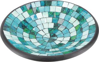 Guru Shop Runde Mosaikschale, Untersetzer, Dekoschale, Handgearbeitete Keramik & Glas Obst Schale - Design 24, Size:mittel (&Oslash; 37 cm)