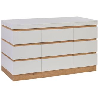 Altobuy Ilot de cuisine avec un c&ocirc;t&eacute; comptoir et un c&ocirc;t&eacute; rangement 3 portes et 1 tiroirs finition blanc et bois - DUALIS