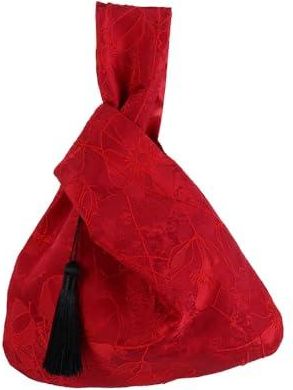 Generic Sac &agrave; poignet de style chinois avec noeud &agrave; pompons, pendentif floral, sac seau portable, sac &agrave; sucre de mariage, sac &agrave; main brod&eacute;, petit article poch