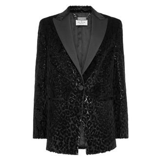 Philipp Plein Femme, Vestes, Noir, Taille: 36 FR Velvet Blazer Lord Fit