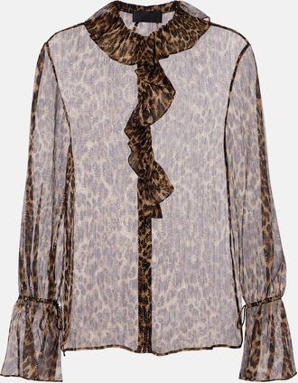Nili Lotan Blouse Cecily en soie m&eacute;lang&eacute;e &agrave; motif l&eacute;opard