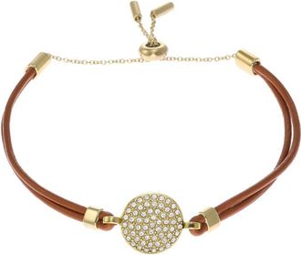 Fossil Damen-Komponentenarmband Sadie Glitz Disc Leder mittelbraun, JF04545710