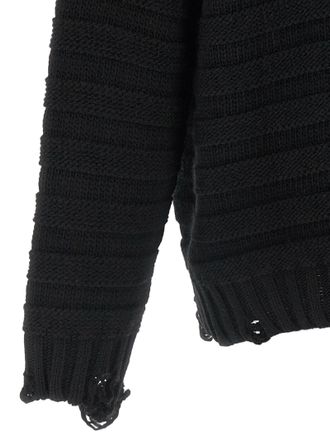 Maison Margiela Distressed Virgin Wool Cardigan - Black