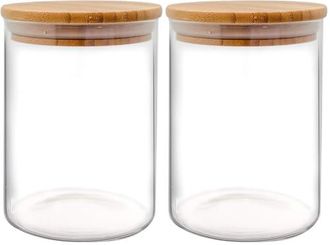 Nerthus Kitchenware FIH 781 Glasdose mit Bambusdeckel 700 ml (Packung mit 2)