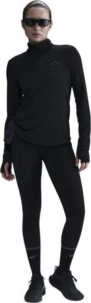 Nike Trail Midlayer f&uuml;r Damen, mit kurzem Rei&szlig;verschluss, Dri-FIT, Laufen (Schwarz)