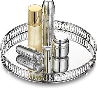 Nuptio Nuptio Plateau de Maquillage Cosm&eacute;tique Plateau Parfum, Plateau D&eacute;coratif de Bijoux Vanit&eacute; en Miroir, Plateau Orn&eacute; Dorganisateur pour Commode &Agrave; la Mai