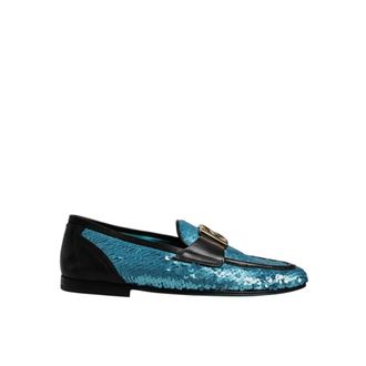 Dolce & Gabbana Blaue Pailletten Loafers Stilvolle Schuhe - - Shoes - Herren - Blau - 39 EU