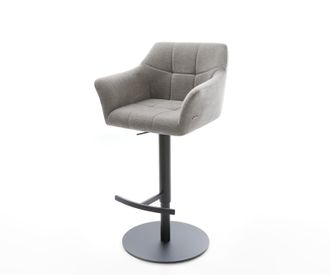 DELIFE Barstuhl Yulo-Flex Strukturstoff Soft Grau Drehfu&szlig; h&ouml;henverstellbar Metall Schwarz, Barst&uuml;hle