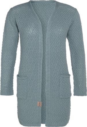 Knit Factory Luna Strickjacke - Mittellange Damen Strickjacken mit Taschen - Cardigan mit Wolle - Grobstrickjacke - Hochwertige Qualit&auml;t - Stone Green - 36/38