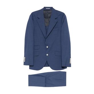 Brunello Cucinelli Homme, Costumes, Bleu, Taille: M Ensemble Blazer Cavallo D&eacute;structur&eacute; et Pantalon Pliss&eacute;