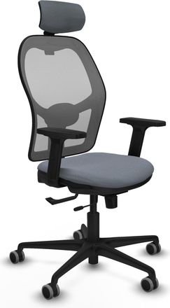 Piqueras y Crespo Ergonomischer Stuhl f&uuml;r die Arbeit zu Hause mit 2D-Armen, h&ouml;henverstellbare Lendenwirbelst&uuml;tze und h&ouml;henverstellbares Kopfteil, Grau/Grau