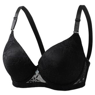 Generic Soutien-gorge pour femme avec patchwork en dentelle, soutien-gorge traditionnel &agrave; armatures avec bonnets fins, ensemble bustier sexy r&eacute;glable pour fem