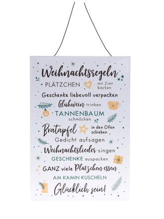 dio Only for You Dio only for you Metallschild Weihnachtsregeln | Schild Türschild Weihnachten Weihnachtsdeko | 30 cm