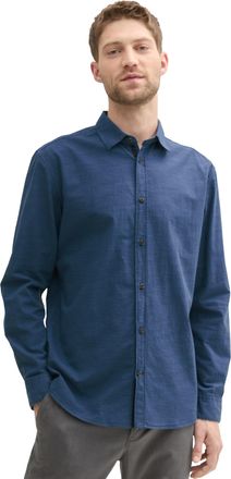 Tom Tailor Herren Regular Fit Hemd mit Struktur,36021 - Navy Dark Irregular Structure, XXXL