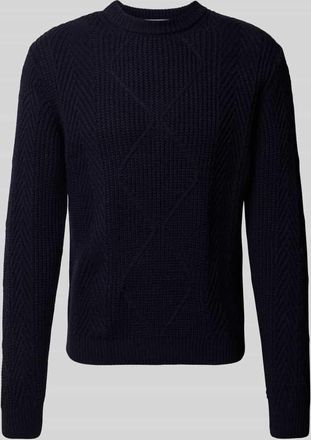Manuel Ritz Strickpullover mit Zopfmuster und Rundhalsausschnitt
