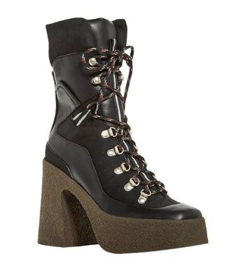 Stella McCartney Black Stivale Square-toe Platform Hiker Boots Size 37