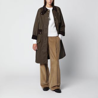 Barbour Lange Jacke aus gewachster Baumwolle, Olivgr&uuml;n