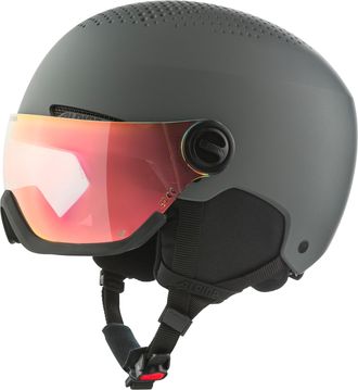 Alpina ARBER Visor V - sicherer & Leichter Skihelm f&uuml;r Erwachsene, mit hochwertigem selbstt&ouml;nendem Visier, optimale Sto&szlig;absorption - Coffee Grey - L (58-62 c