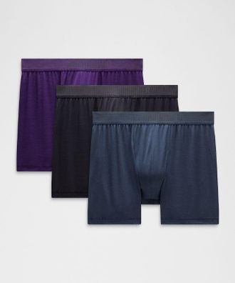 lululemon Always In Motion Boxershorts 3er-Pack f&uuml;r M&auml;nner - 13 cm - Gr&ouml;&szlig;e S in Nightmoth/Club Blue/Dark Court Purple