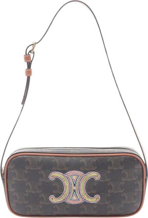 Celine Sac bandouli&egrave;re Triomphe en toile Pre-owned avec logo orn&eacute; - Femme - Pre-owned - Noir - Taille: ONE Size