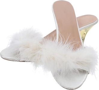 Hemoton Sandales &agrave; Talons Hauts Femme Style Mule &eacute;t&eacute; Confortables Semelle Antid&eacute;rapante Coussin&eacute;e Beige &Eacute;l&eacute;gantes et Respirantes