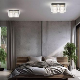 Globo Lighting Globo Lighting - Plafonnier led plafonnier lampe de salon spot de plafond lampe de chambre &agrave; coucher, verre chrom&eacute;, led 18W 1260Lm blanc chaud, LxlxH