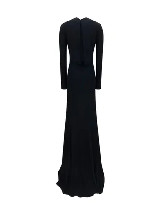 Tom Ford Womens Long Evening Dress With Sleeves Black Viscose
