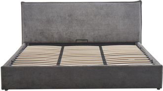 DRAWER Lit coffre en velours c&ocirc;tel&eacute; 180x200cm - Gris - Cama