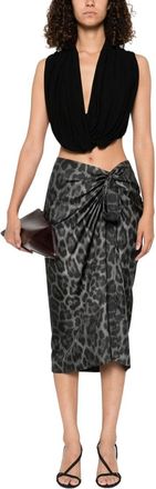 Stella McCartney Silk Animal Print Skirt - Brown