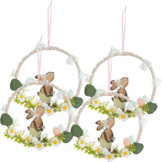 Pearl Dekoh&auml;nger: 4er-Set Oster-Fenster- & T&uuml;r-Deko mit Hase, LED-Beleuchtung und Timer (Fenster Deko H&auml;nger LED, Fensterh&auml;nger, Schleifer)