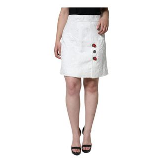 Dolce & Gabbana Wei&szlig;e Blumen Brokat High-Waist Minirock - - Skirts - Damen - Wei&szlig; - L