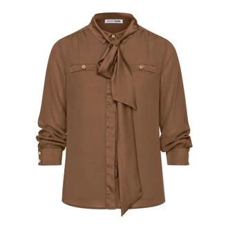 Fracomina Hemdbluse mit Schleife - - Blouses & Shirts - Damen - Braun - M