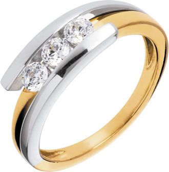 Edenly Trilogie das Kostbarer Kokon - Anziehungskraft - Gelb und Weißgold - 3 Diamanten 0. 41 Karat - 18 Karat