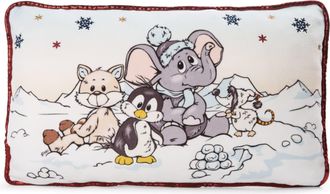 Nici 47293 Kuschelkissen Elefant, Pinguin, Schneefuchs - Flauschiges Kuscheltierkissen für Mädchen, Jungen & Babys - Rechteckiges Stofftierkissen der Winte