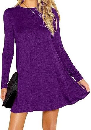 Re Tech UK Robe Patineuse - pour Femme - Jersey - Longueur midi/Manches Longues - Violet - XXXL EU 48-50 (Grande Taille)